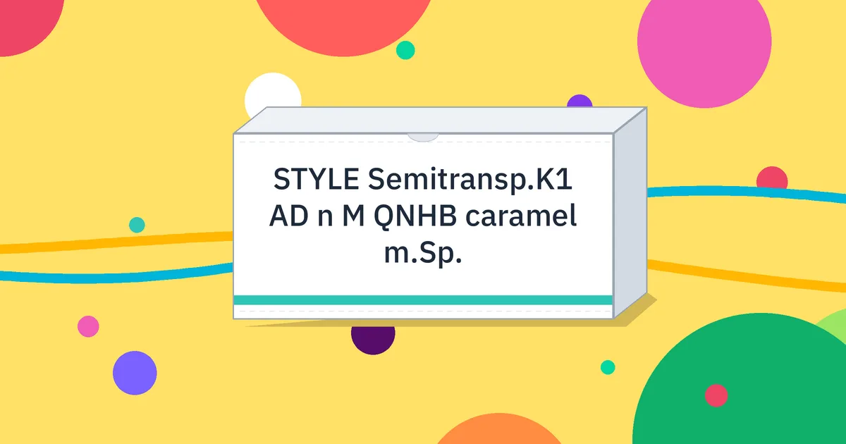 Symbolbild: Packung mit der Aufschrift STYLE Semitransp.K1 AD n M QNHB caramel m.Sp. (PZN 18870233) – Verfügbarkeit und Bezug in Apotheken in Frankfurt am Main