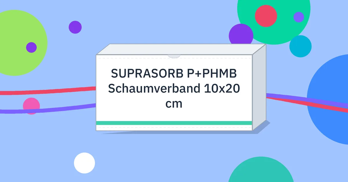 Symbolbild: Packung mit der Aufschrift SUPRASORB P+PHMB Schaumverband 10x20 cm (PZN 16123696) – Verfügbarkeit und Bezug in Apotheken in Frankfurt am Main