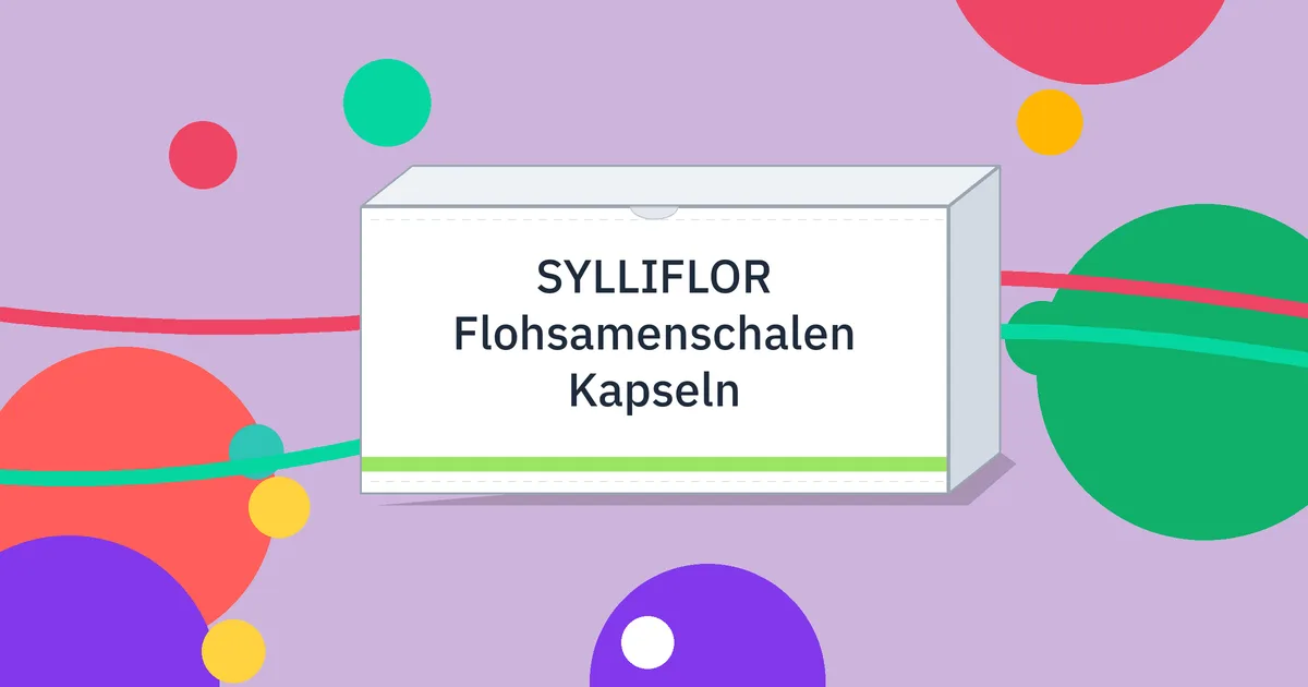Symbolbild: Packung mit der Aufschrift SYLLIFLOR Flohsamenschalen Kapseln (PZN 19131354) – Verfügbarkeit und Bezug in Apotheken in Frankfurt am Main