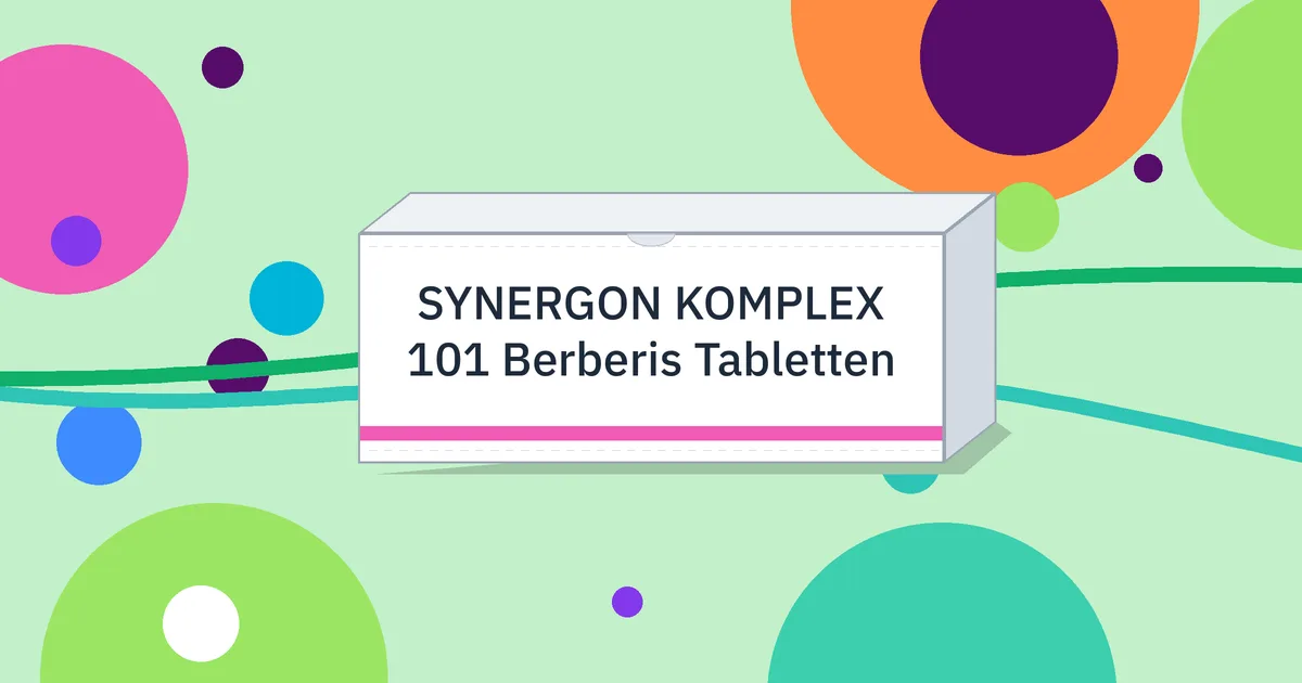 Symbolbild: Packung mit der Aufschrift SYNERGON KOMPLEX 101 Berberis Tabletten (PZN 04905732) – Verfügbarkeit und Bezug in Apotheken in Frankfurt am Main