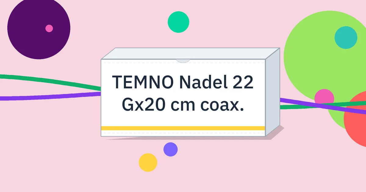 Symbolbild: Packung mit der Aufschrift TEMNO Nadel 22 Gx20 cm coax. (PZN 18764985) – Verfügbarkeit und Bezug in Apotheken in Frankfurt am Main