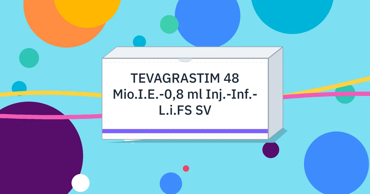 Symbolbild: Packung mit der Aufschrift TEVAGRASTIM 48 Mio.I.E.-0,8 ml Inj.-Inf.-L.i.FS SV (PZN 17639396) – Verfügbarkeit und Bezug in Apotheken in Frankfurt am Main