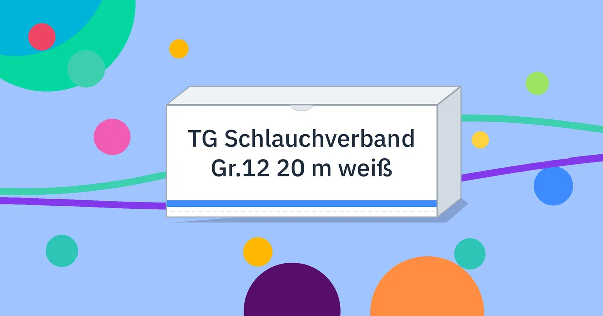 Symbolbild: Packung mit der Aufschrift TG Schlauchverband Gr.12 20 m weiß (PZN 19557082) – Verfügbarkeit und Bezug in Apotheken in Frankfurt am Main