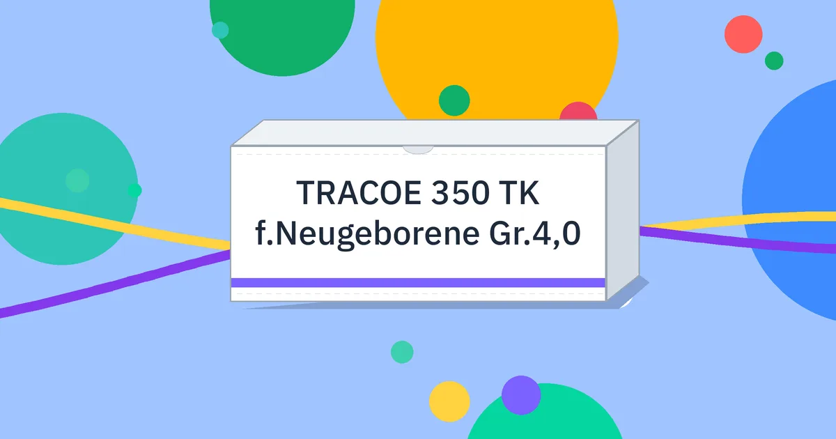 Symbolbild: Packung mit der Aufschrift TRACOE 350 TK f.Neugeborene Gr.4,0 (PZN 02361802) – Verfügbarkeit und Bezug in Apotheken in Frankfurt am Main
