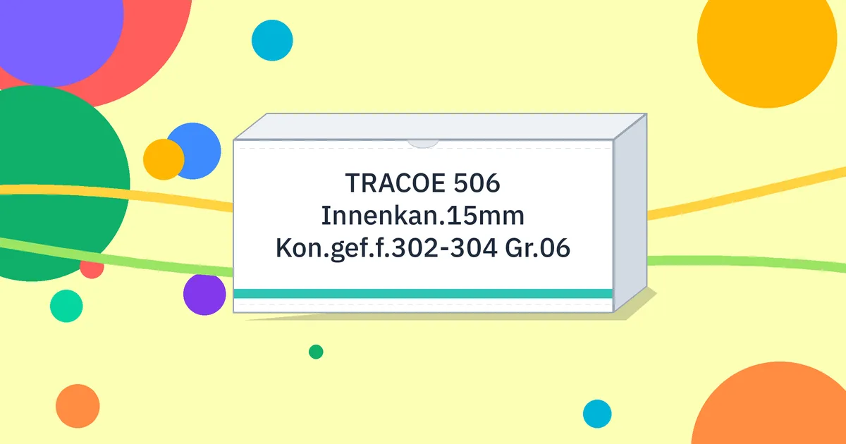 Symbolbild: Packung mit der Aufschrift TRACOE 506 Innenkan.15mm Kon.gef.f.302-304 Gr.06 (PZN 00931684) – Verfügbarkeit und Bezug in Apotheken in Frankfurt am Main