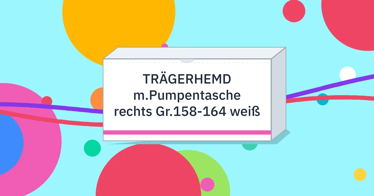 Symbolbild: Packung mit der Aufschrift TRÄGERHEMD m.Pumpentasche rechts Gr.158-164 weiß (PZN 17552703) – Verfügbarkeit und Bezug in Apotheken in Frankfurt am Main