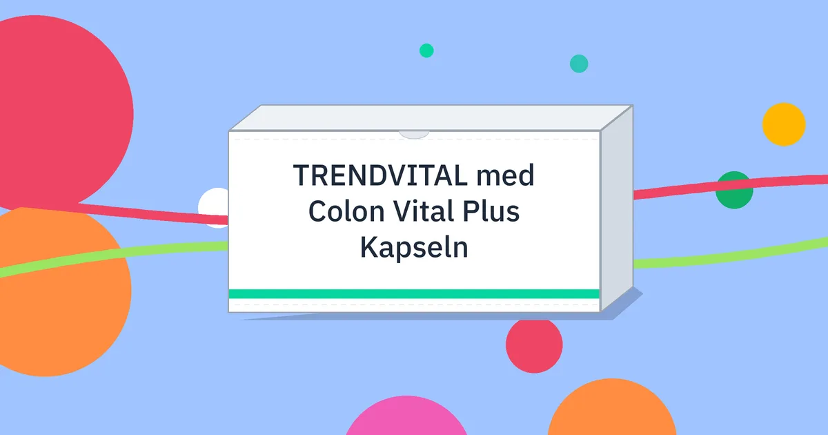 Symbolbild: Packung mit der Aufschrift TRENDVITAL med Colon Vital Plus Kapseln (PZN 12563346) – Verfügbarkeit und Bezug in Apotheken in Frankfurt am Main