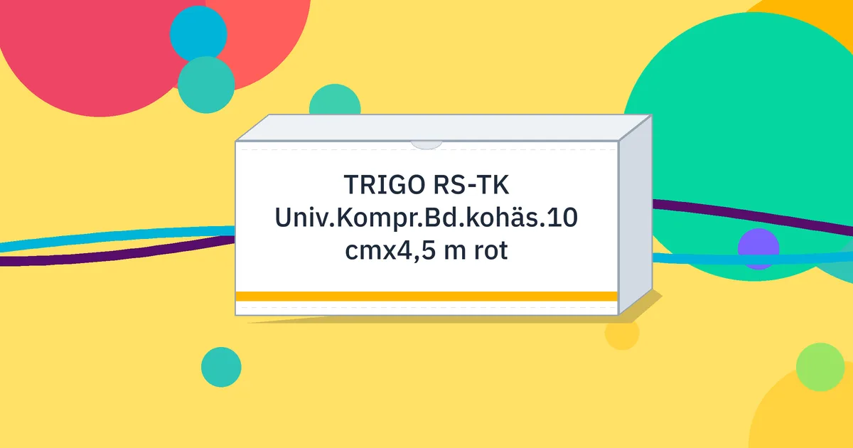 Symbolbild: Packung mit der Aufschrift TRIGO RS-TK Univ.Kompr.Bd.kohäs.10 cmx4,5 m rot (PZN 10818285) – Verfügbarkeit und Bezug in Apotheken in Frankfurt am Main