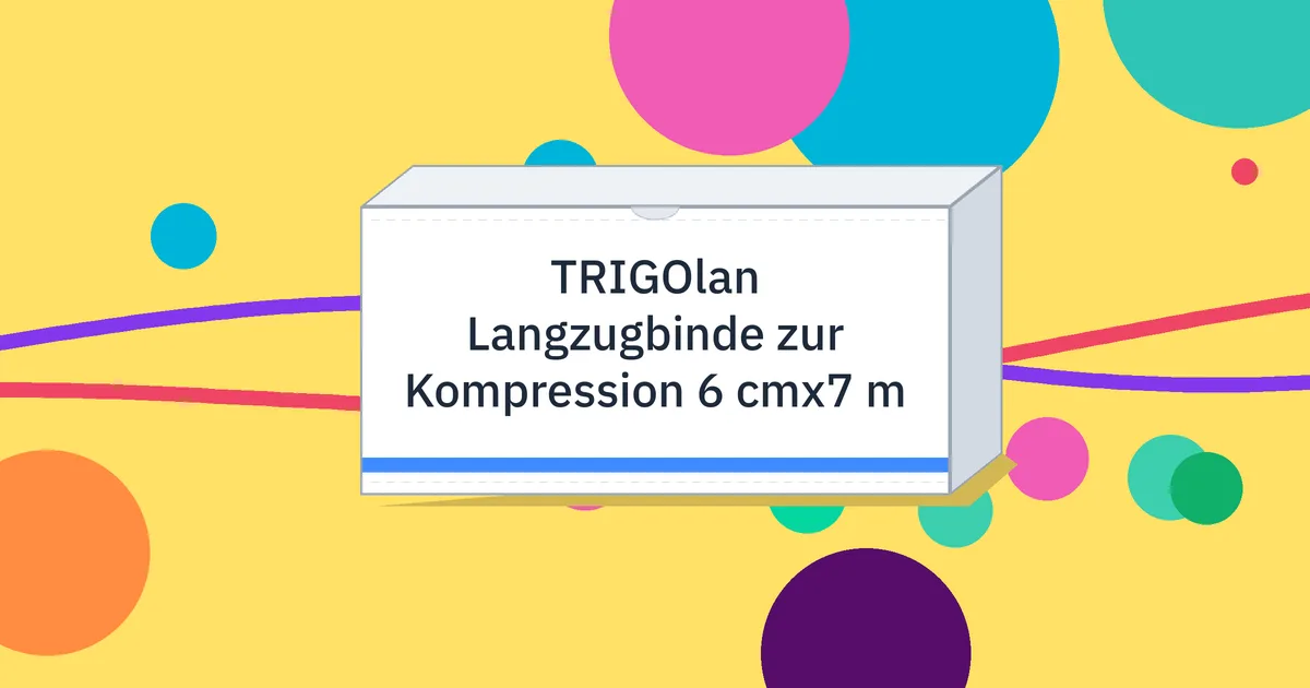 Symbolbild: Packung mit der Aufschrift TRIGOlan Langzugbinde zur Kompression 6 cmx7 m (PZN 09945334) – Verfügbarkeit und Bezug in Apotheken in Frankfurt am Main