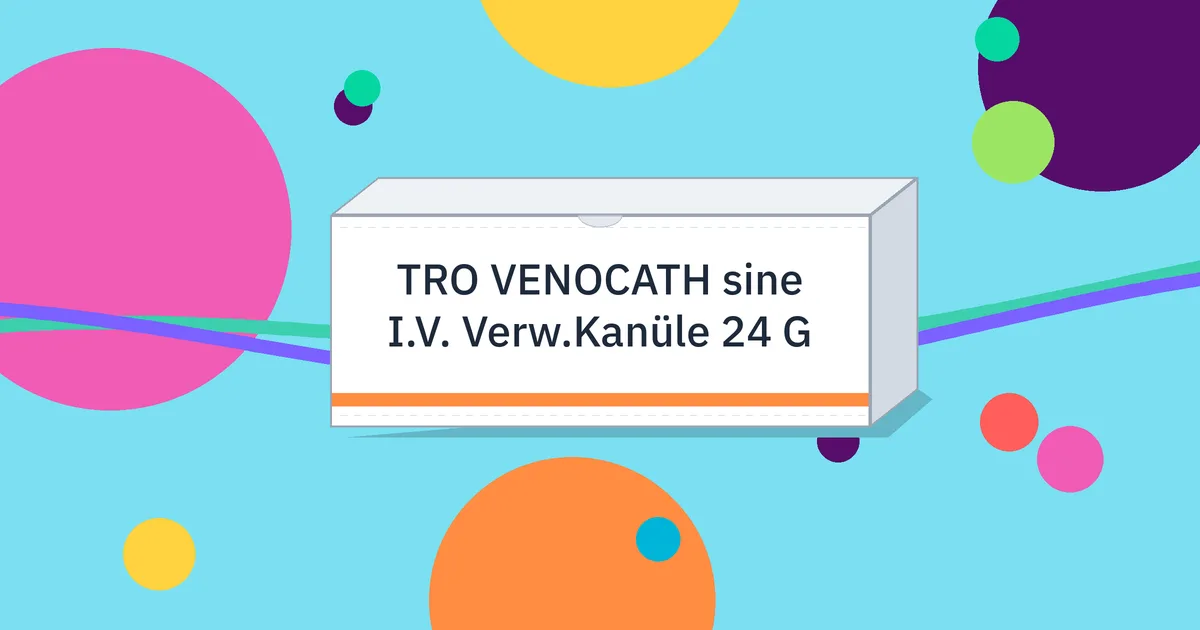 Symbolbild: Packung mit der Aufschrift TRO VENOCATH sine I.V. Verw.Kanüle 24 G (PZN 11187467) – Verfügbarkeit und Bezug in Apotheken in Frankfurt am Main