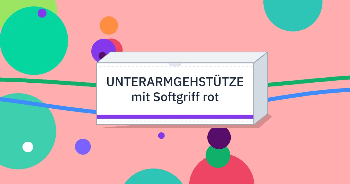 Symbolbild: Packung mit der Aufschrift UNTERARMGEHSTÜTZE mit Softgriff rot (PZN 10074956) – Verfügbarkeit und Bezug in Apotheken in Frankfurt am Main
