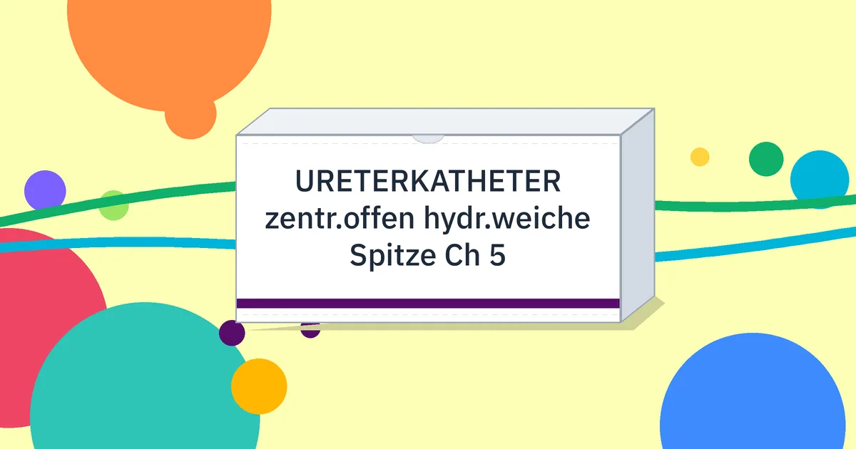 Symbolbild: Packung mit der Aufschrift URETERKATHETER zentr.offen hydr.weiche Spitze Ch 5 (PZN 17541326) – Verfügbarkeit und Bezug in Apotheken in Frankfurt am Main