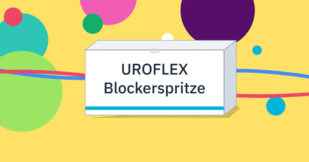 Symbolbild: Packung mit der Aufschrift UROFLEX Blockerspritze (PZN 18783712) – Verfügbarkeit und Bezug in Apotheken in Frankfurt am Main