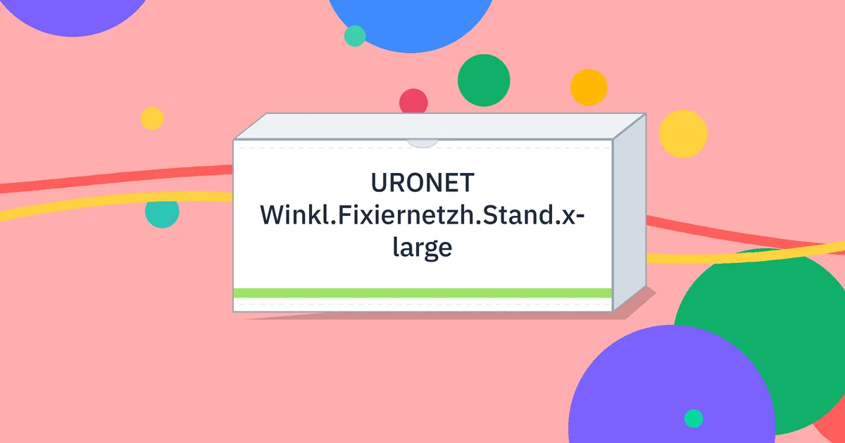Symbolbild: Packung mit der Aufschrift URONET Winkl.Fixiernetzh.Stand.x-large (PZN 08587803) – Verfügbarkeit und Bezug in Apotheken in Frankfurt am Main