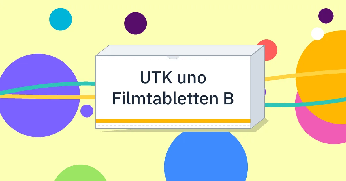 Symbolbild: Packung mit der Aufschrift UTK uno Filmtabletten B (PZN 01330202) – Verfügbarkeit und Bezug in Apotheken in Frankfurt am Main