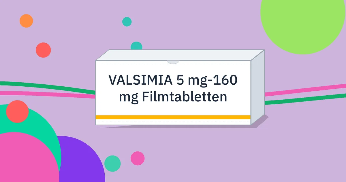Symbolbild: Packung mit der Aufschrift VALSIMIA 5 mg-160 mg Filmtabletten (PZN 15639469) – Verfügbarkeit und Bezug in Apotheken in Frankfurt am Main
