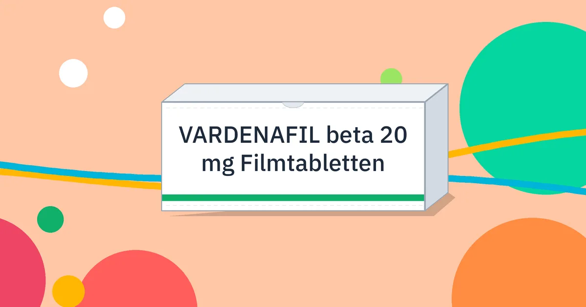 Symbolbild: Packung mit der Aufschrift VARDENAFIL beta 20 mg Filmtabletten (PZN 16358554) – Verfügbarkeit und Bezug in Apotheken in Frankfurt am Main