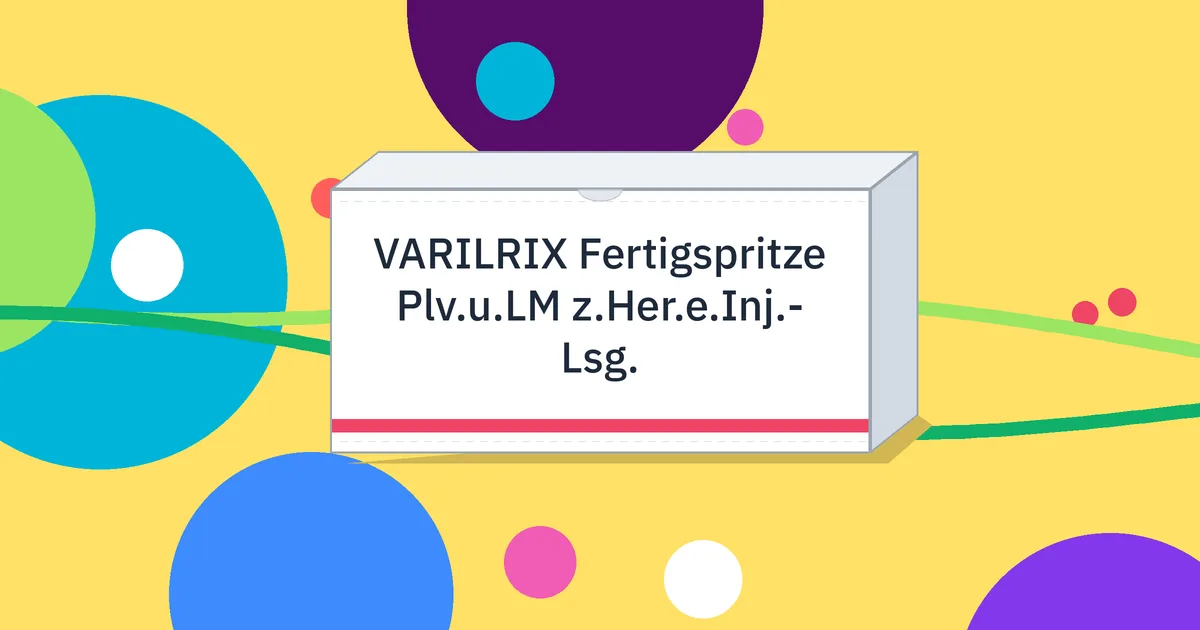 Symbolbild: Packung mit der Aufschrift VARILRIX Fertigspritze Plv.u.LM z.Her.e.Inj.-Lsg. (PZN 11486744) – Verfügbarkeit und Bezug in Apotheken in Frankfurt am Main