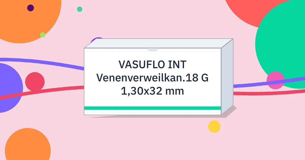 Symbolbild: Packung mit der Aufschrift VASUFLO INT Venenverweilkan.18 G 1,30x32 mm (PZN 02451333) – Verfügbarkeit und Bezug in Apotheken in Frankfurt am Main