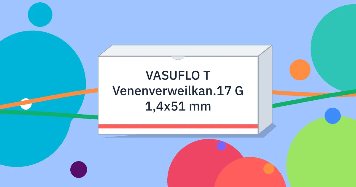 Symbolbild: Packung mit der Aufschrift VASUFLO T Venenverweilkan.17 G 1,4x51 mm (PZN 00270231) – Verfügbarkeit und Bezug in Apotheken in Frankfurt am Main
