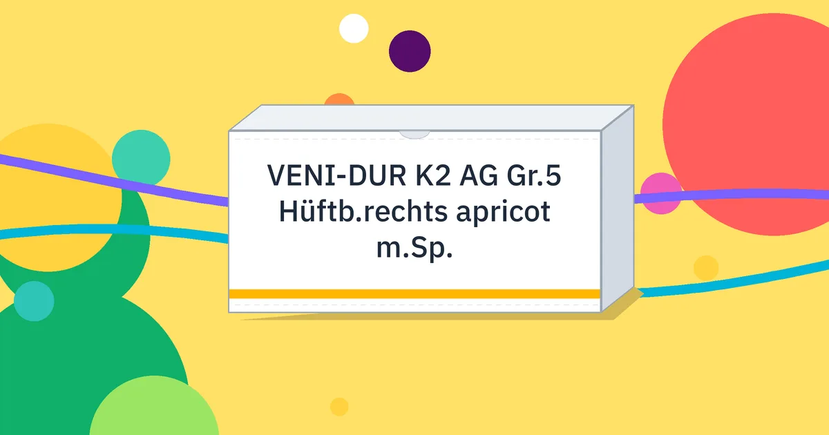 Symbolbild: Packung mit der Aufschrift VENI-DUR K2 AG Gr.5 Hüftb.rechts apricot m.Sp. (PZN 03246871) – Verfügbarkeit und Bezug in Apotheken in Frankfurt am Main