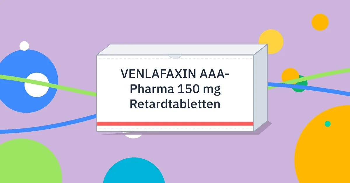 Symbolbild: Packung mit der Aufschrift VENLAFAXIN AAA-Pharma 150 mg Retardtabletten (PZN 18300398) – Verfügbarkeit und Bezug in Apotheken in Frankfurt am Main