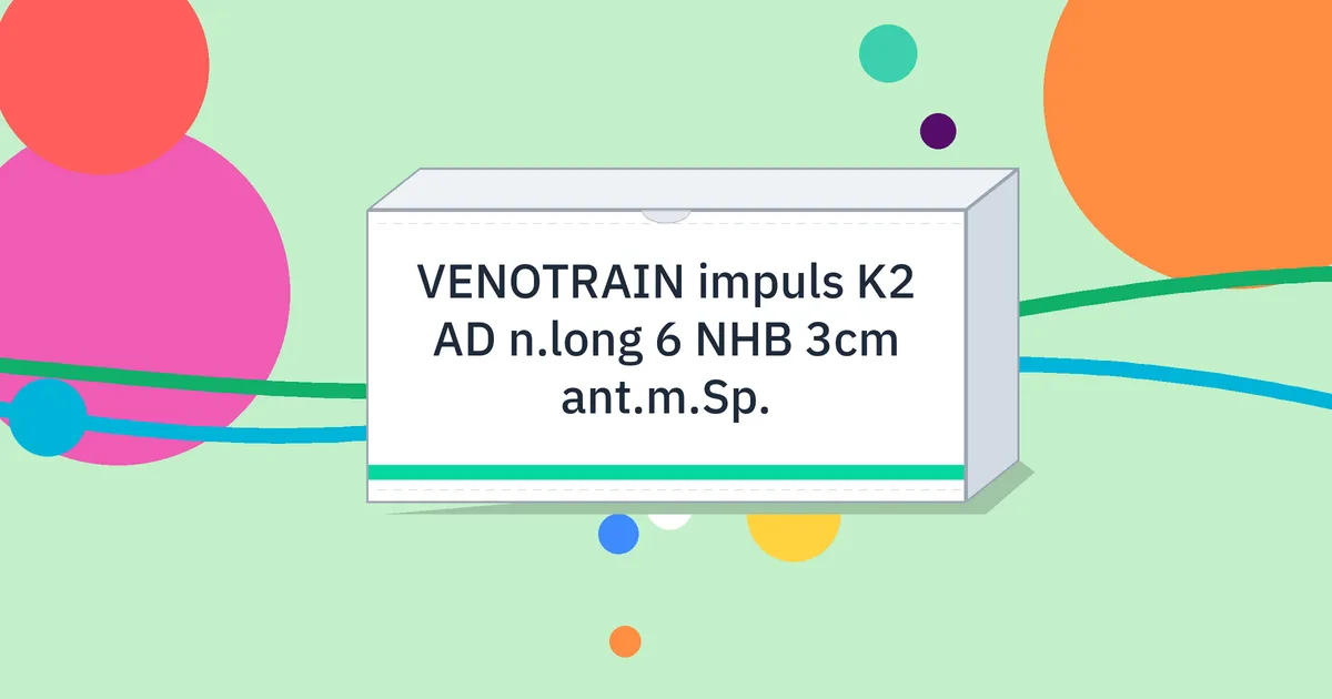 Symbolbild: Packung mit der Aufschrift VENOTRAIN impuls K2 AD n.long 6 NHB 3cm ant.m.Sp. (PZN 15224136) – Verfügbarkeit und Bezug in Apotheken in Frankfurt am Main