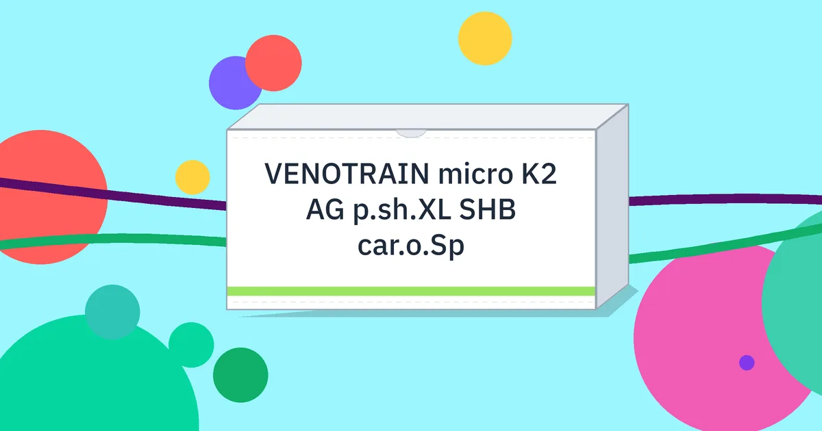 Symbolbild: Packung mit der Aufschrift VENOTRAIN micro K2 AG p.sh.XL SHB car.o.Sp (PZN 01342406) – Verfügbarkeit und Bezug in Apotheken in Frankfurt am Main