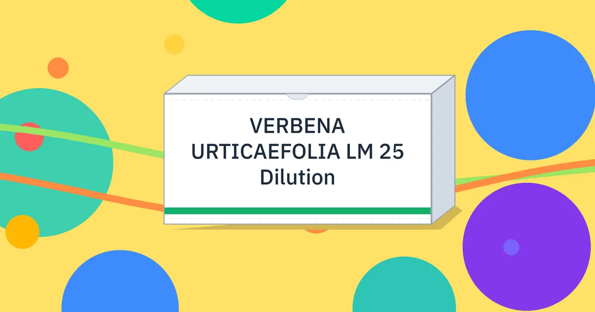 Symbolbild: Packung mit der Aufschrift VERBENA URTICAEFOLIA LM 25 Dilution (PZN 13268359) – Verfügbarkeit und Bezug in Apotheken in Frankfurt am Main
