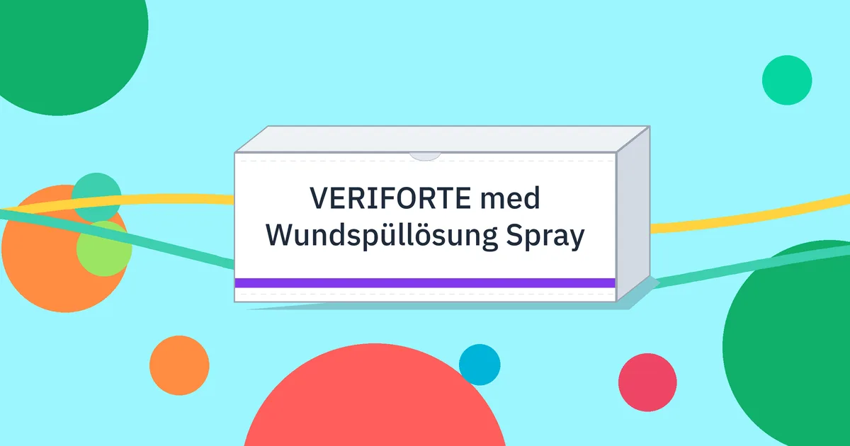 Symbolbild: Packung mit der Aufschrift VERIFORTE med Wundspüllösung Spray (PZN 13860678) – Verfügbarkeit und Bezug in Apotheken in Frankfurt am Main