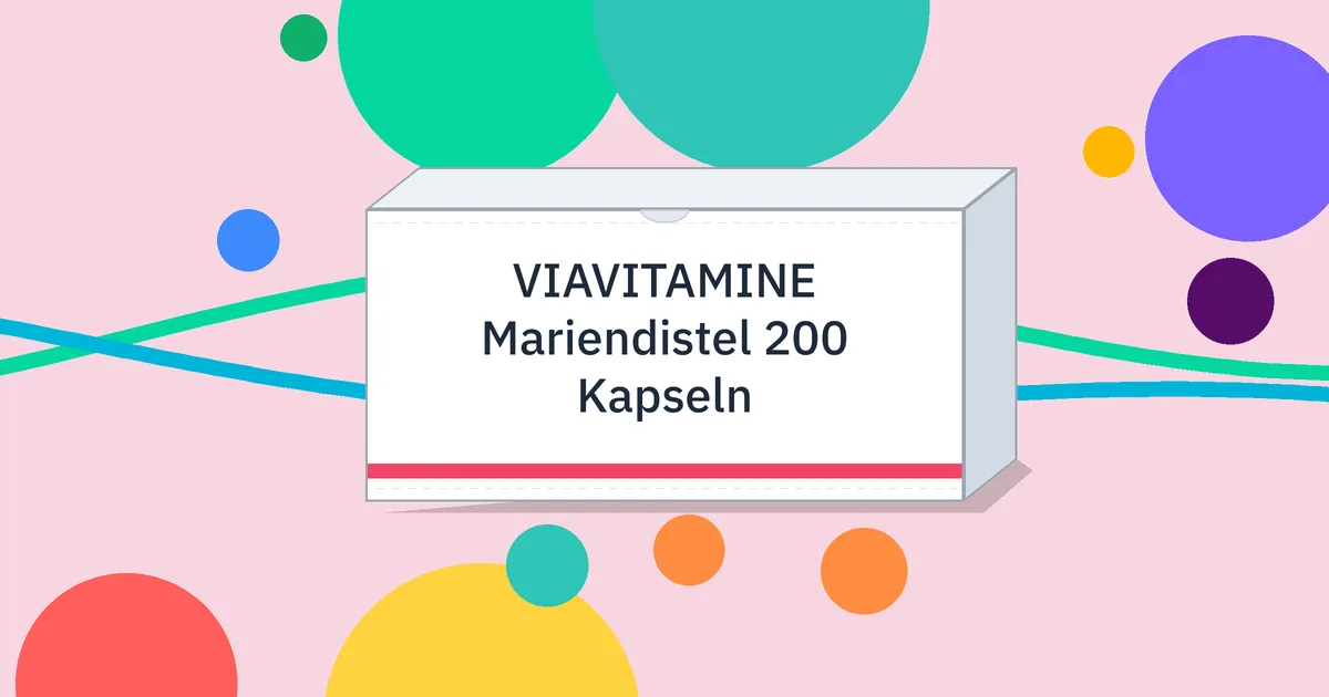 Symbolbild: Packung mit der Aufschrift VIAVITAMINE Mariendistel 200 Kapseln (PZN 10934330) – Verfügbarkeit und Bezug in Apotheken in Frankfurt am Main