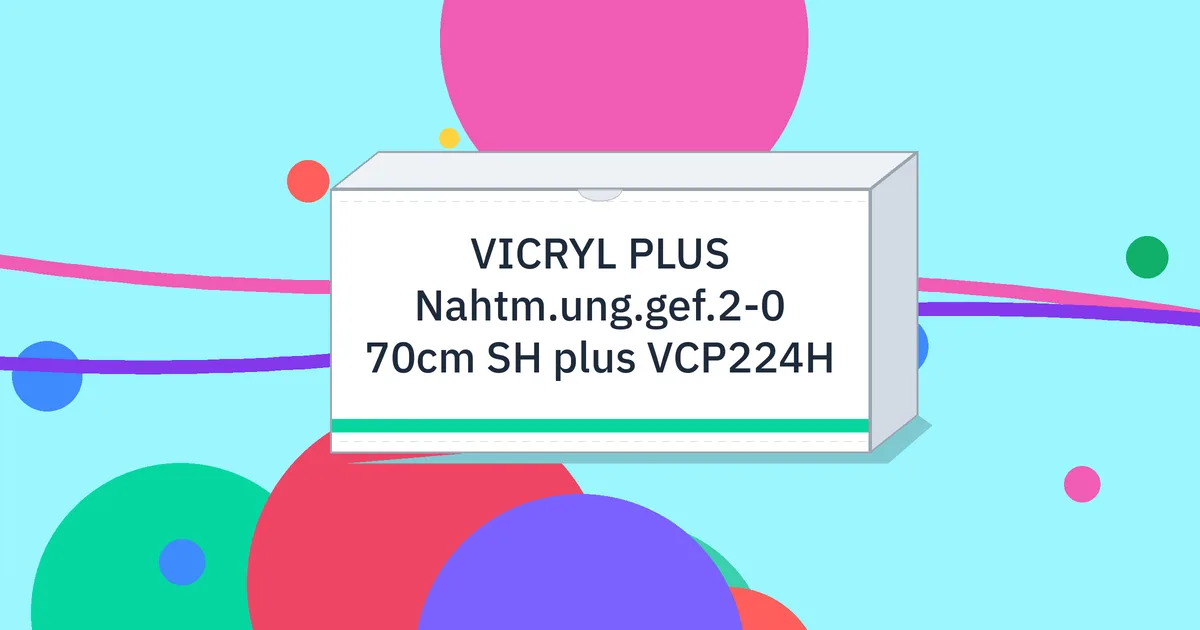 Symbolbild: Packung mit der Aufschrift VICRYL PLUS Nahtm.ung.gef.2-0 70cm SH plus VCP224H (PZN 20390463) – Verfügbarkeit und Bezug in Apotheken in Frankfurt am Main