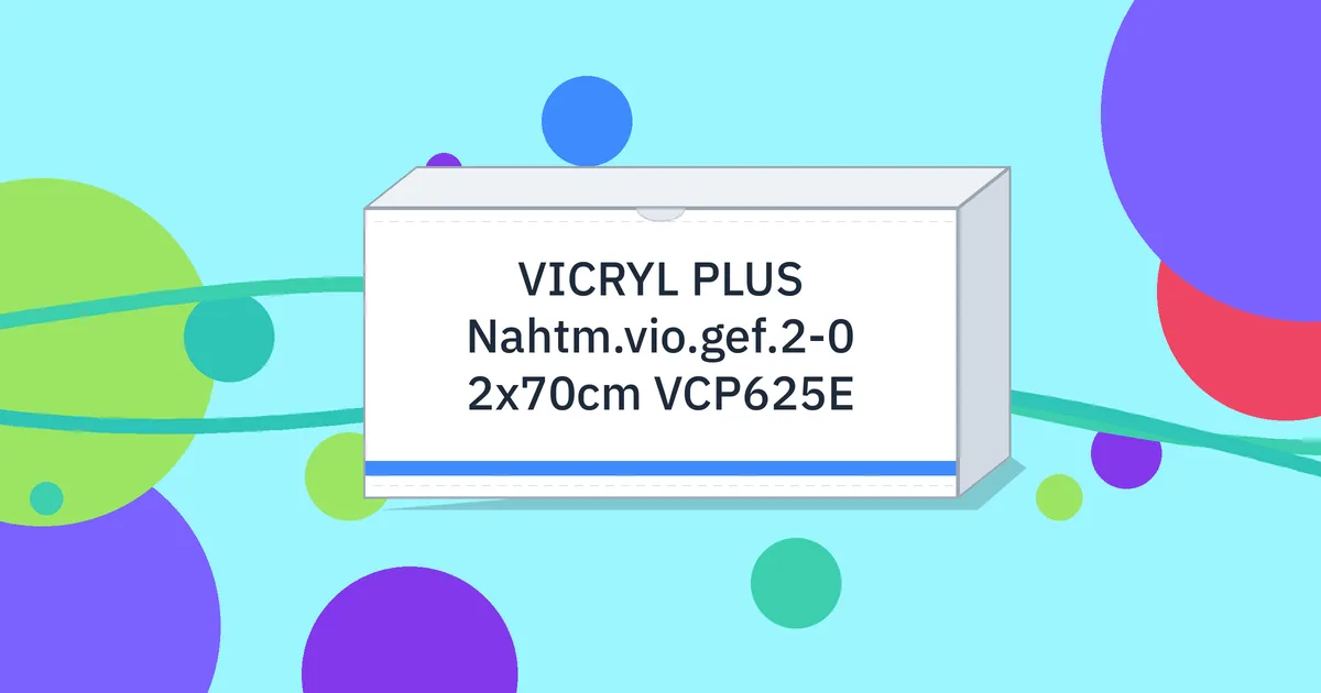 Symbolbild: Packung mit der Aufschrift VICRYL PLUS Nahtm.vio.gef.2-0 2x70cm VCP625E (PZN 20390345) – Verfügbarkeit und Bezug in Apotheken in Frankfurt am Main