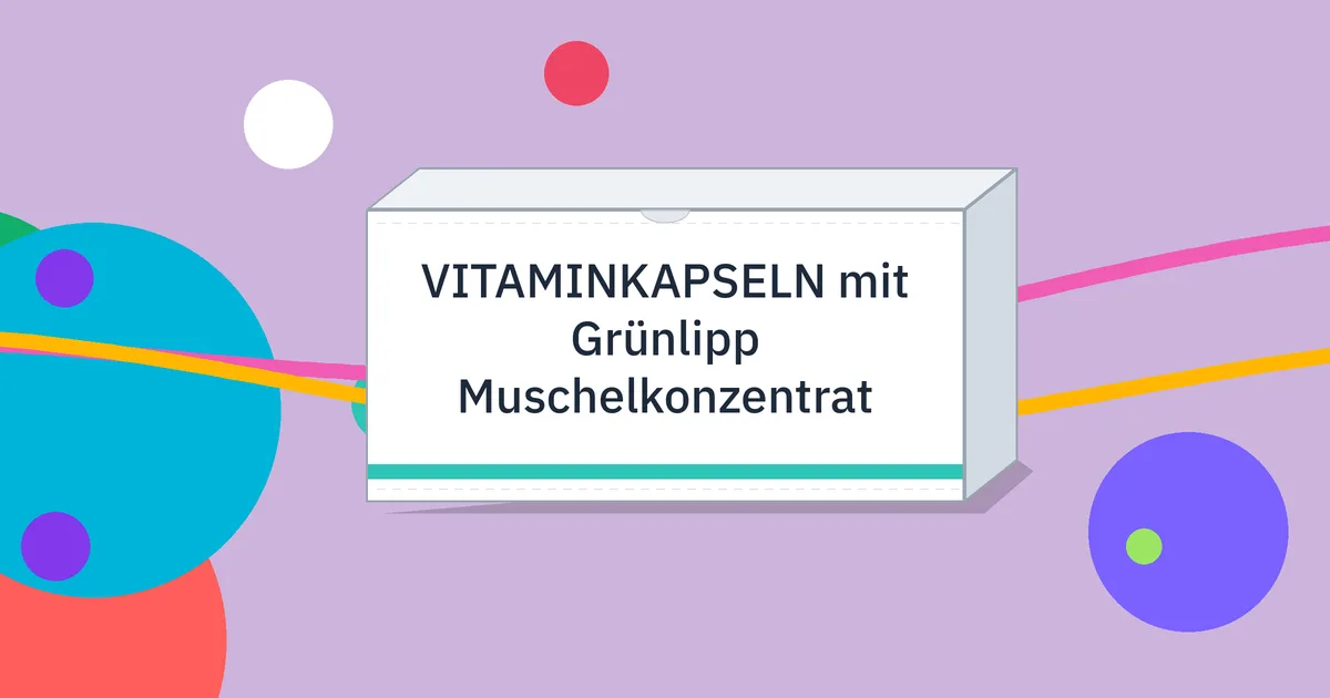 Symbolbild: Packung mit der Aufschrift VITAMINKAPSELN mit Grünlipp Muschelkonzentrat (PZN 11026764) – Verfügbarkeit und Bezug in Apotheken in Frankfurt am Main