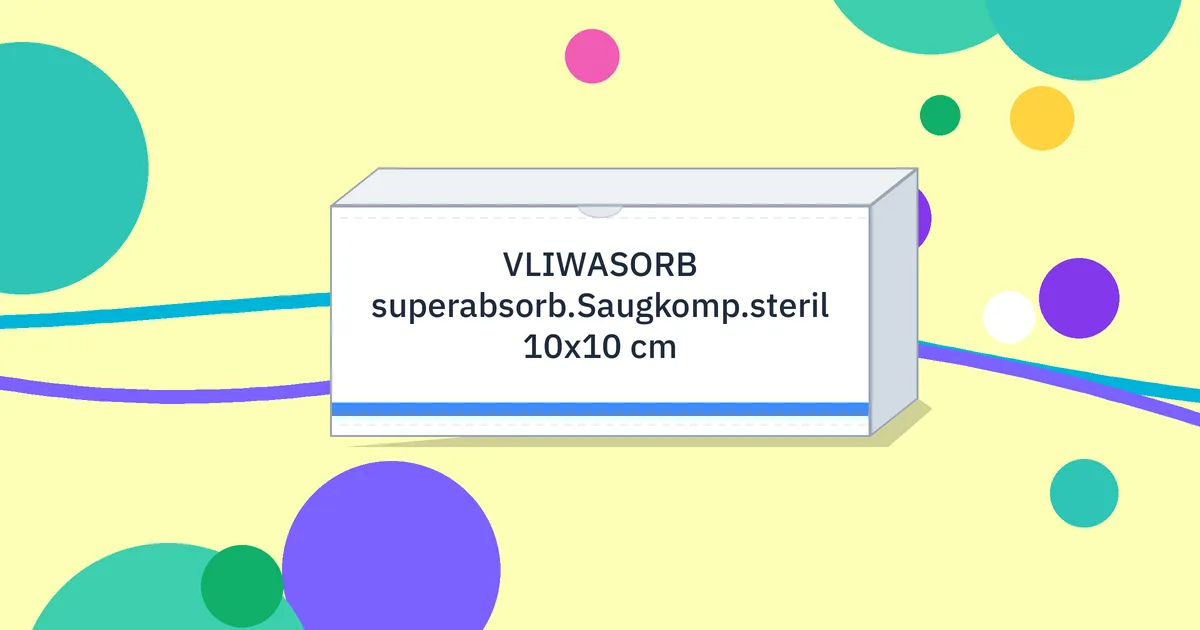 Symbolbild: Packung mit der Aufschrift VLIWASORB superabsorb.Saugkomp.steril 10x10 cm (PZN 15659928) – Verfügbarkeit und Bezug in Apotheken in Frankfurt am Main