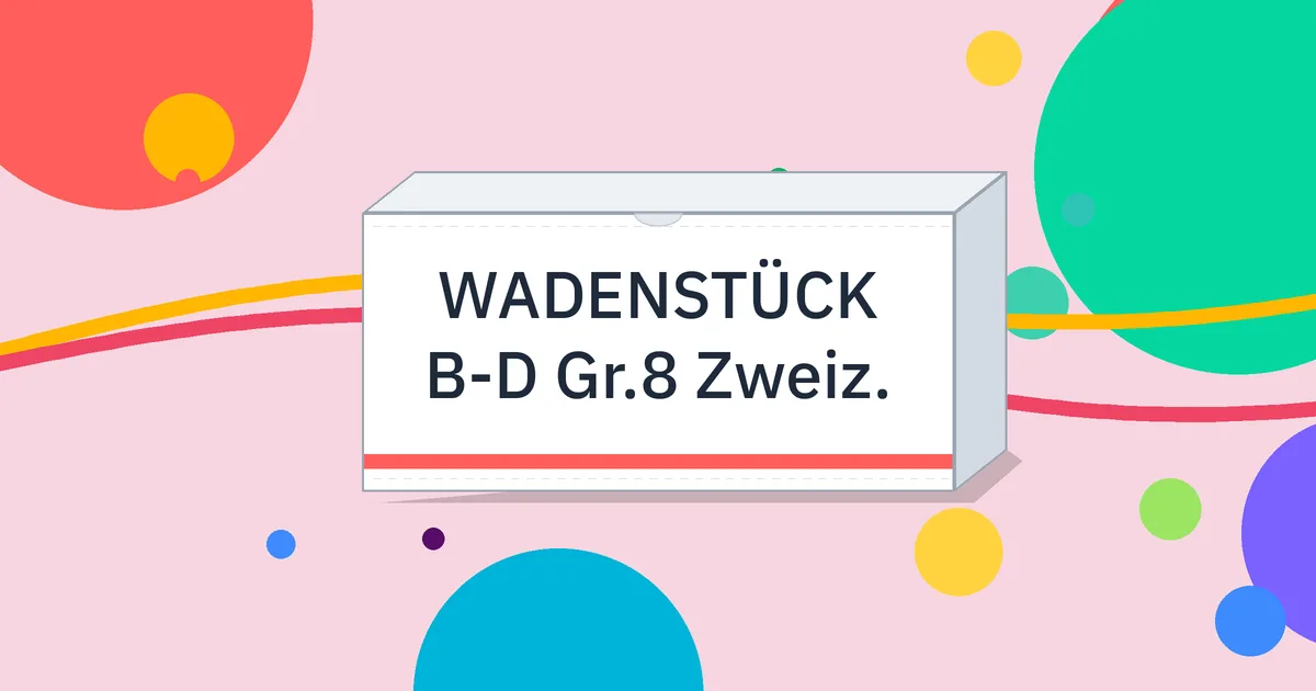 Symbolbild: Packung mit der Aufschrift WADENSTÜCK B-D Gr.8 Zweiz. (PZN 02010066) – Verfügbarkeit und Bezug in Apotheken in Frankfurt am Main