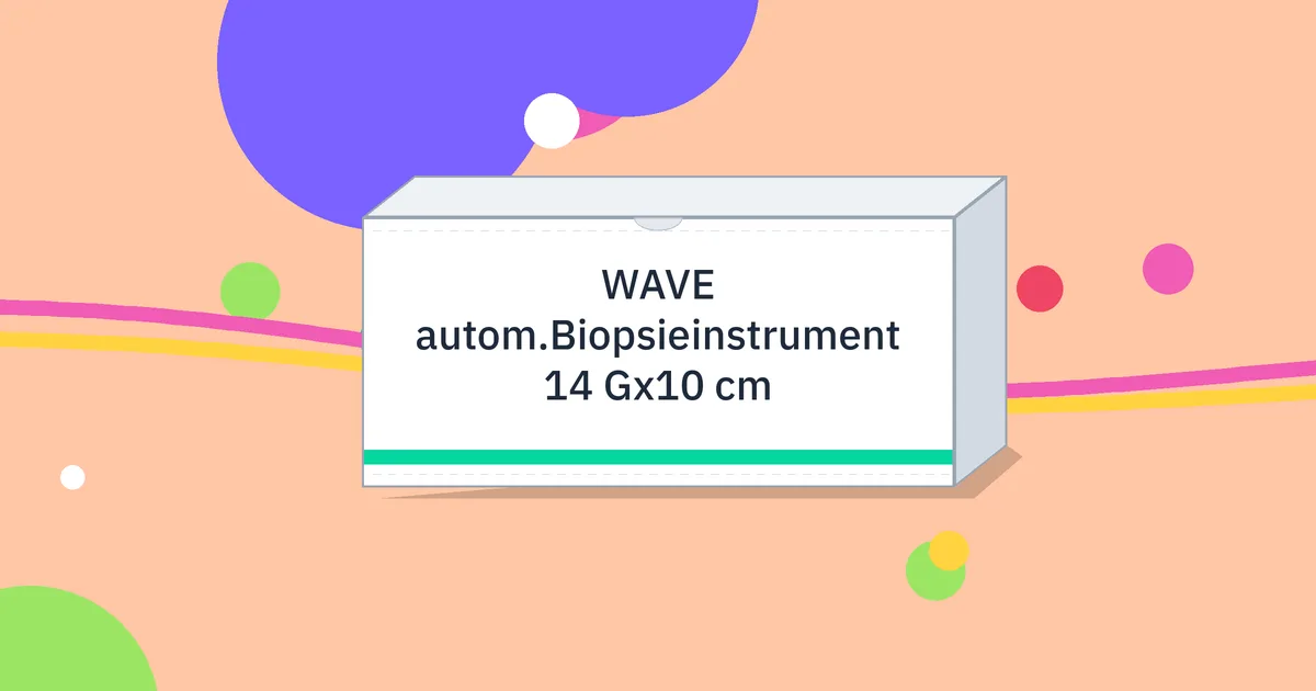 Symbolbild: Packung mit der Aufschrift WAVE autom.Biopsieinstrument 14 Gx10 cm (PZN 19529720) – Verfügbarkeit und Bezug in Apotheken in Frankfurt am Main