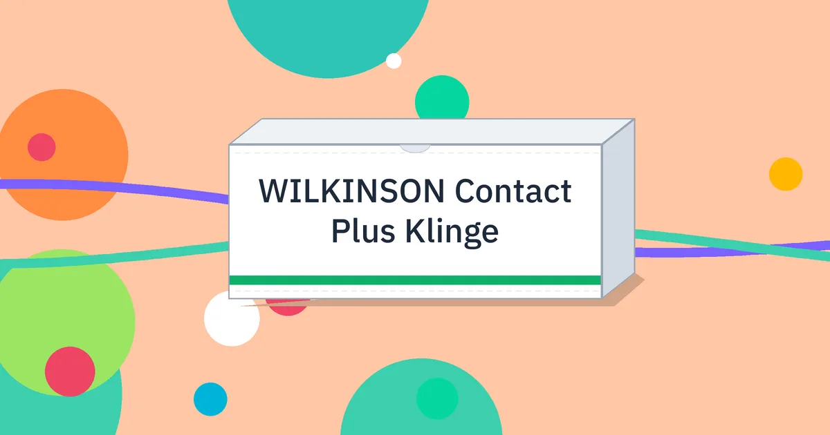 Symbolbild: Packung mit der Aufschrift WILKINSON Contact Plus Klinge (PZN 03375002) – Verfügbarkeit und Bezug in Apotheken in Frankfurt am Main