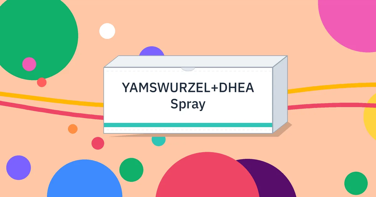 Symbolbild: Packung mit der Aufschrift YAMSWURZEL+DHEA Spray (PZN 19419173) – Verfügbarkeit und Bezug in Apotheken in Frankfurt am Main