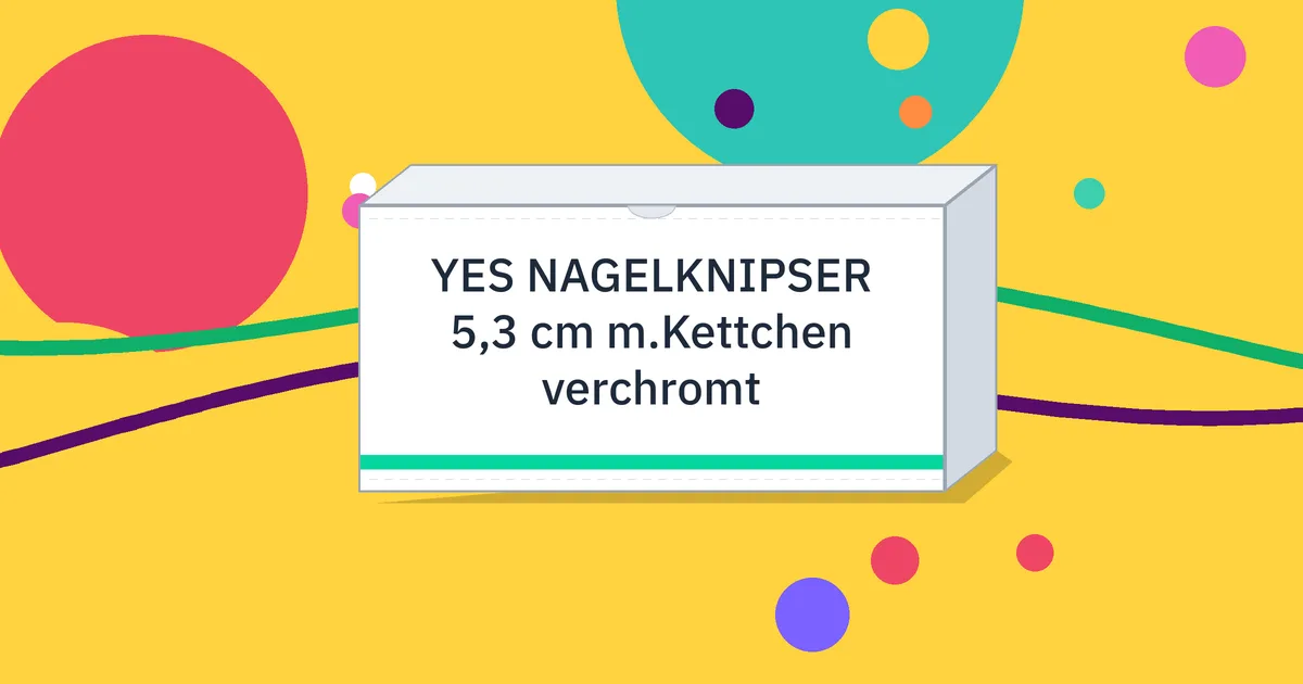 Symbolbild: Packung mit der Aufschrift YES NAGELKNIPSER 5,3 cm m.Kettchen verchromt (PZN 14220811) – Verfügbarkeit und Bezug in Apotheken in Frankfurt am Main