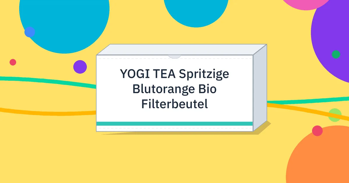 Symbolbild: Packung mit der Aufschrift YOGI TEA Spritzige Blutorange Bio Filterbeutel (PZN 19398979) – Verfügbarkeit und Bezug in Apotheken in Frankfurt am Main