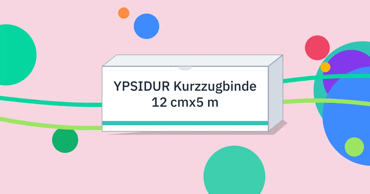Symbolbild: Packung mit der Aufschrift YPSIDUR Kurzzugbinde 12 cmx5 m (PZN 12603910) – Verfügbarkeit und Bezug in Apotheken in Frankfurt am Main