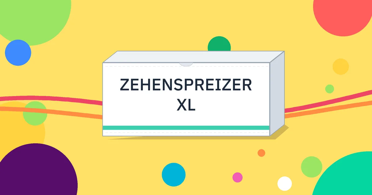 Symbolbild: Packung mit der Aufschrift ZEHENSPREIZER XL (PZN 02773628) – Verfügbarkeit und Bezug in Apotheken in Frankfurt am Main