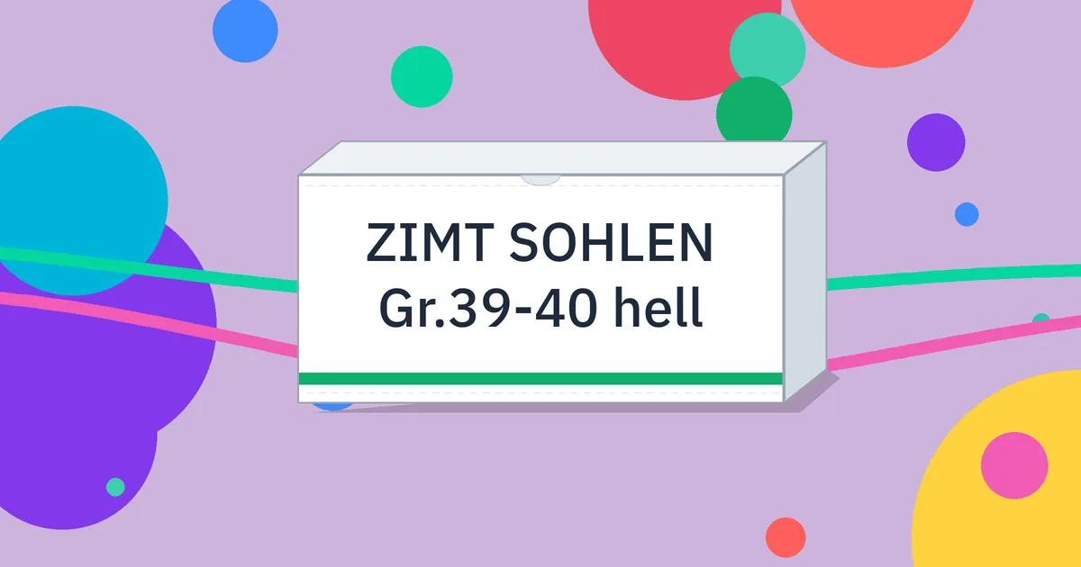 Symbolbild: Packung mit der Aufschrift ZIMT SOHLEN Gr.39-40 hell (PZN 01435711) – Verfügbarkeit und Bezug in Apotheken in Frankfurt am Main