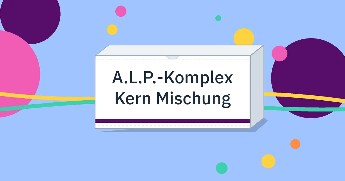 Symbolbild: Packung mit der Aufschrift A.L.P.-Komplex Kern Mischung (PZN 09230569) – Verfügbarkeit und Bezug in Apotheken in Frankfurt am Main