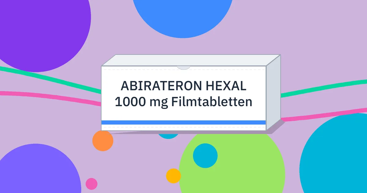 Symbolbild: Packung mit der Aufschrift ABIRATERON HEXAL 1000 mg Filmtabletten (PZN 17560588) – Verfügbarkeit und Bezug in Apotheken in Frankfurt am Main