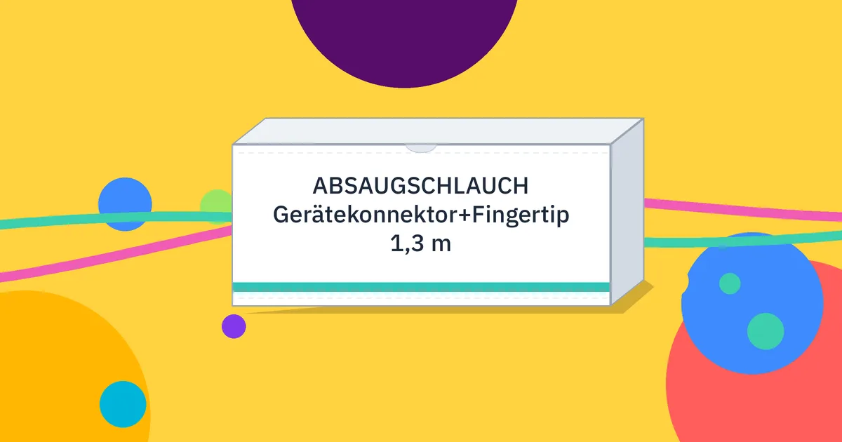 Symbolbild: Packung mit der Aufschrift ABSAUGSCHLAUCH Gerätekonnektor+Fingertip 1,3 m (PZN 10841901) – Verfügbarkeit und Bezug in Apotheken in Frankfurt am Main