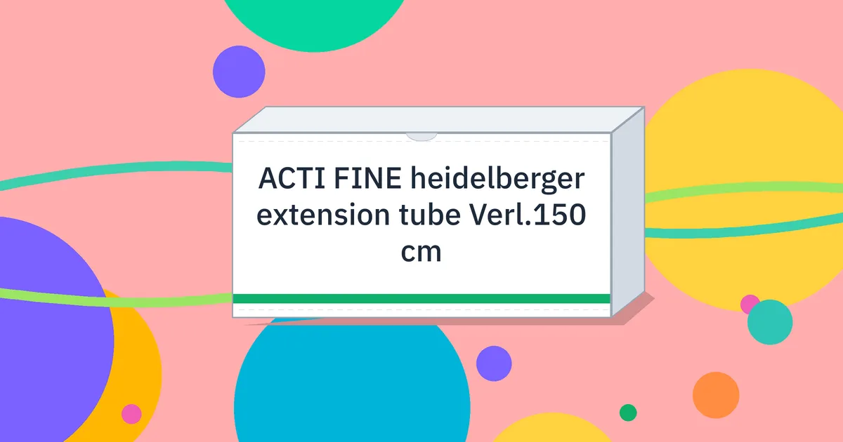 Symbolbild: Packung mit der Aufschrift ACTI FINE heidelberger extension tube Verl.150 cm (PZN 07659452) – Verfügbarkeit und Bezug in Apotheken in Frankfurt am Main