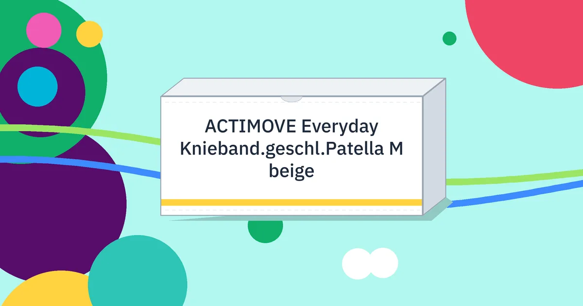 Symbolbild: Packung mit der Aufschrift ACTIMOVE Everyday Knieband.geschl.Patella M beige (PZN 18328296) – Verfügbarkeit und Bezug in Apotheken in Frankfurt am Main