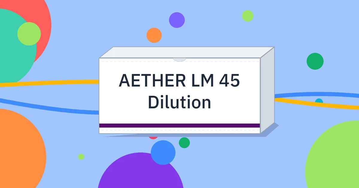 Symbolbild: Packung mit der Aufschrift AETHER LM 45 Dilution (PZN 13300614) – Verfügbarkeit und Bezug in Apotheken in Frankfurt am Main